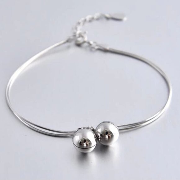 Jewelry | New 925 Sterling Silver Double Bell Chain Bracelet | Poshmark